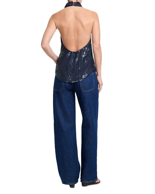 TWP Friday Night Halter Sequin Top