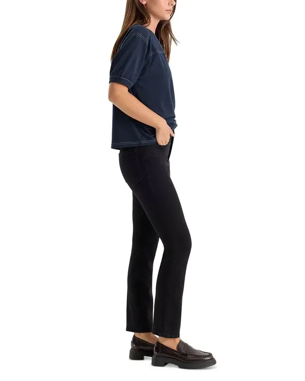 Good American Soft Tech Good Legs Mid Rise Straight Jeans In Black001