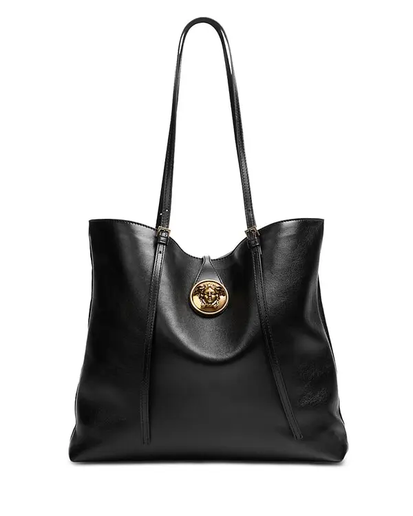 Versace Small Leather Tote Bag - Black/gold