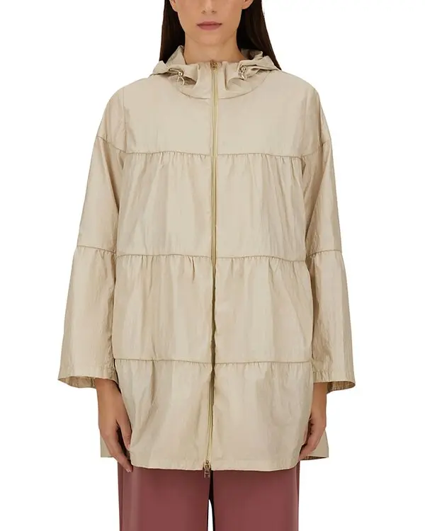 Herno Shiny Crinkled Tiered Hooded Coat