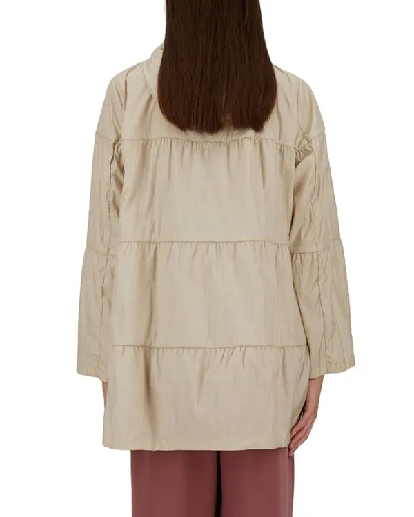 Herno Shiny Crinkled Tiered Hooded Coat