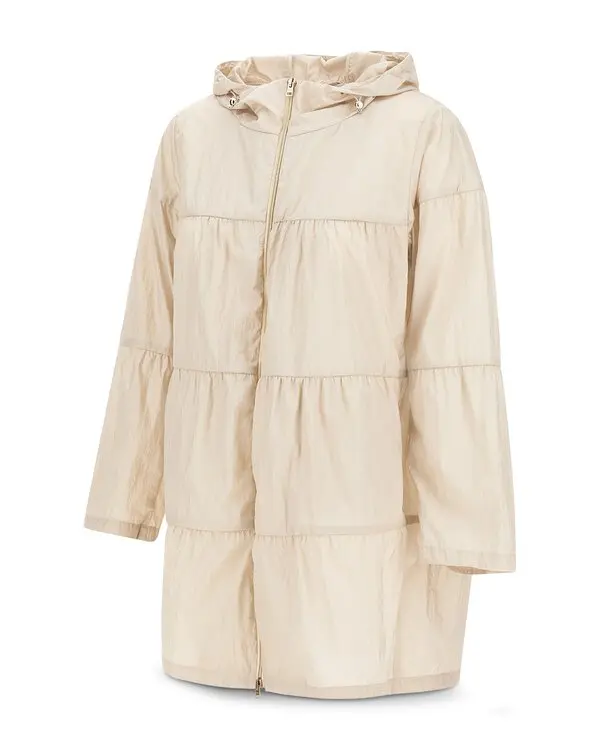 Herno Shiny Crinkled Tiered Hooded Coat