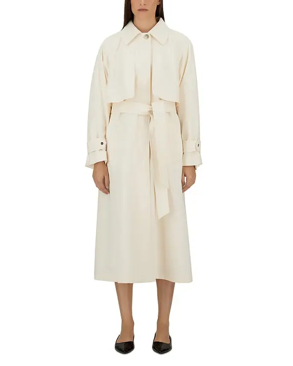 Herno Crinkled Belted Trench Coat - Off White