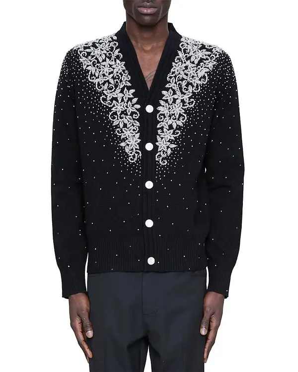 Amiri Beaded Micro Stars Wool & Cashmere Cardigan