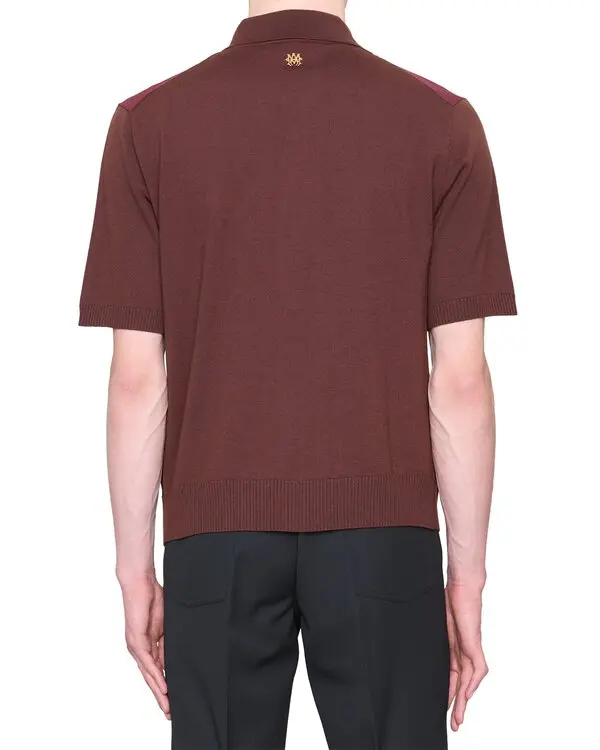 Amiri Paneled Knit Short Sleeve Shirt