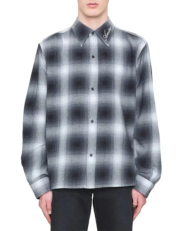 Amiri Oversized Fit Long Sleeve Flannel Shirt - Black