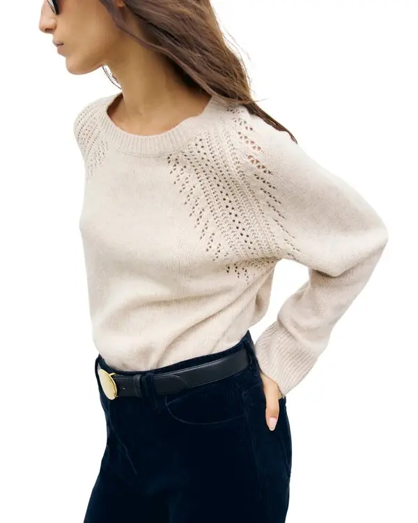 Gerard Darel Risa Wool Pointelle Trim Sweater