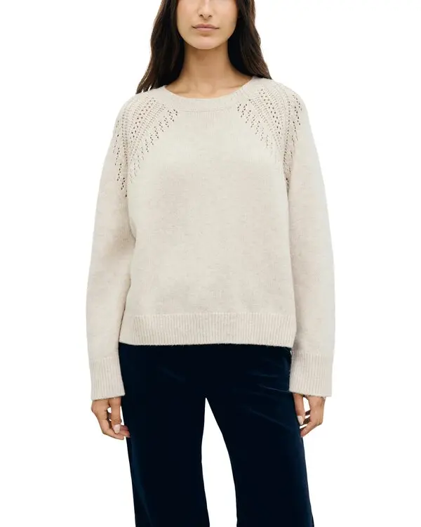 Gerard Darel Risa Wool Pointelle Trim Sweater