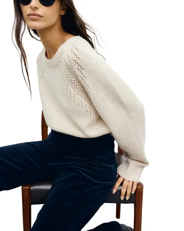 Gerard Darel Risa Wool Pointelle Trim Sweater