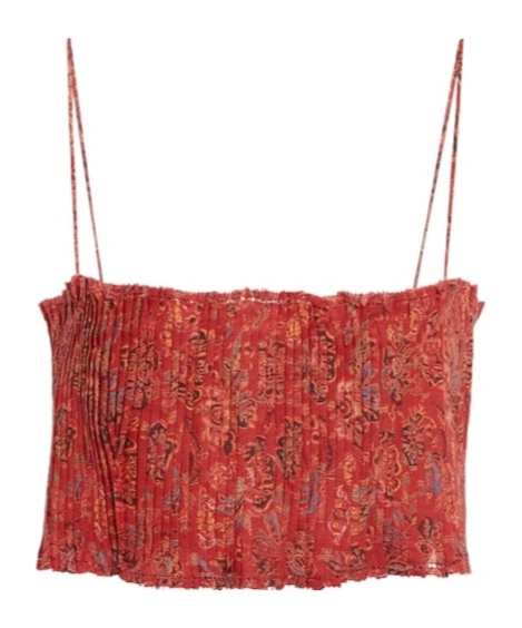 SIR. Floral Ramie Crop Top - Red