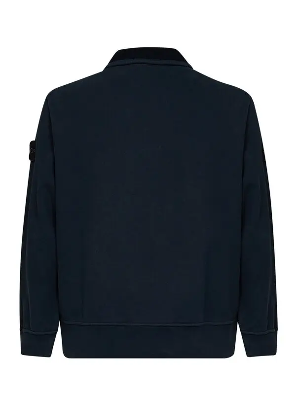 Stone Island Blue Brushed Organic Cotton Half-zip Sweatshirt