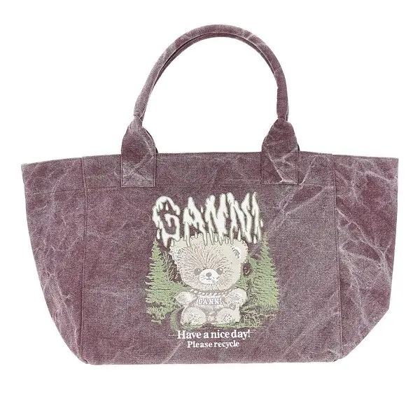 GANNI Forest Teddy' Large Tote Bag - Purple