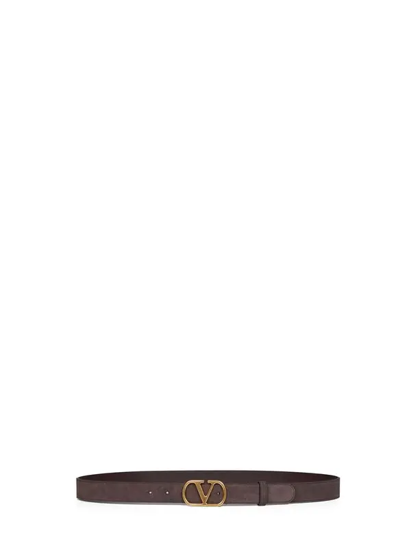 Valentino Garavani Brown Suede Vlogo Singature Belt - Multicolor