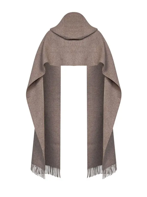 Brunello Cucinelli Cool Brown Knit Hooded Scarf
