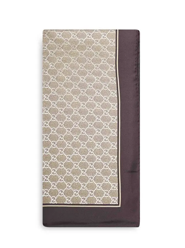 Gucci Brown Laminated Printed Silk Twill Carr - Multicolor