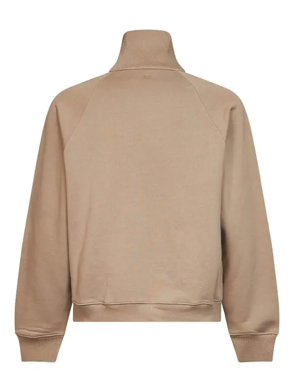 AMI Paris Beige Cotton De Cœur Half-zip Sweatshirt