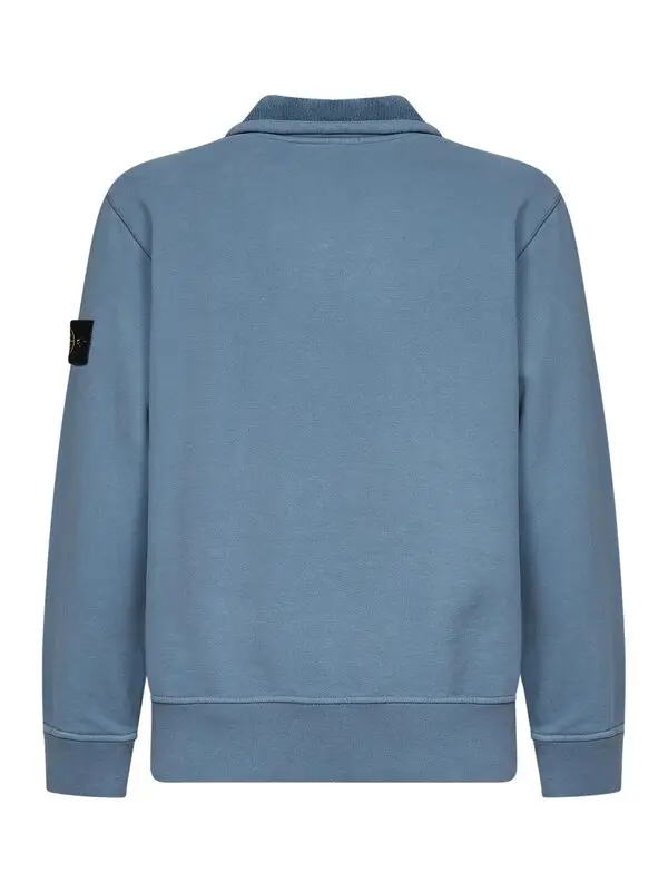 Stone Island Steel Blue Brushed Organic Cotton Half-zip Sweatshirt - Multicolor