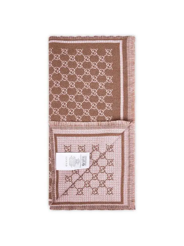 Gucci Brown Gg Wool Blend Scarf