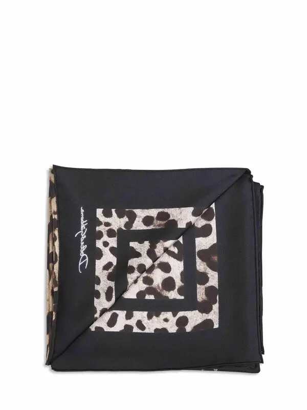 Dolce & Gabbana Leopard Print Silk Twill Scarf - Multicolor