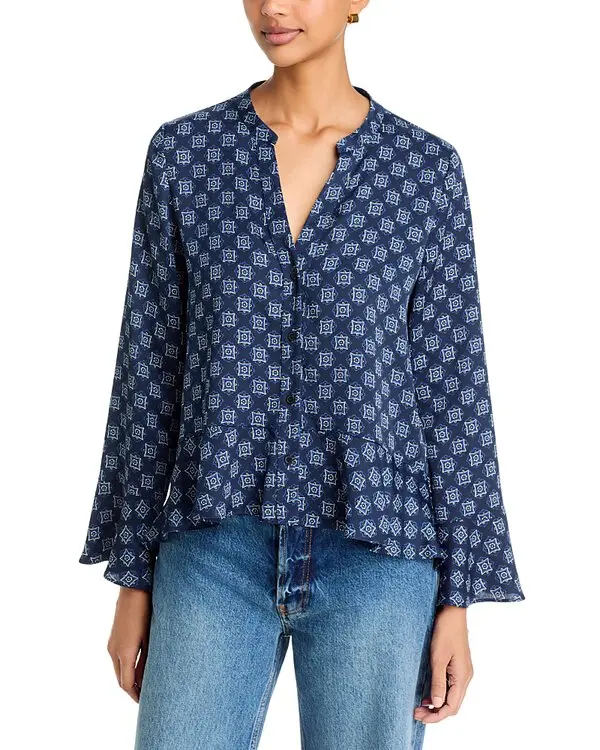 EMME Printed Crepe Flounce Shirt