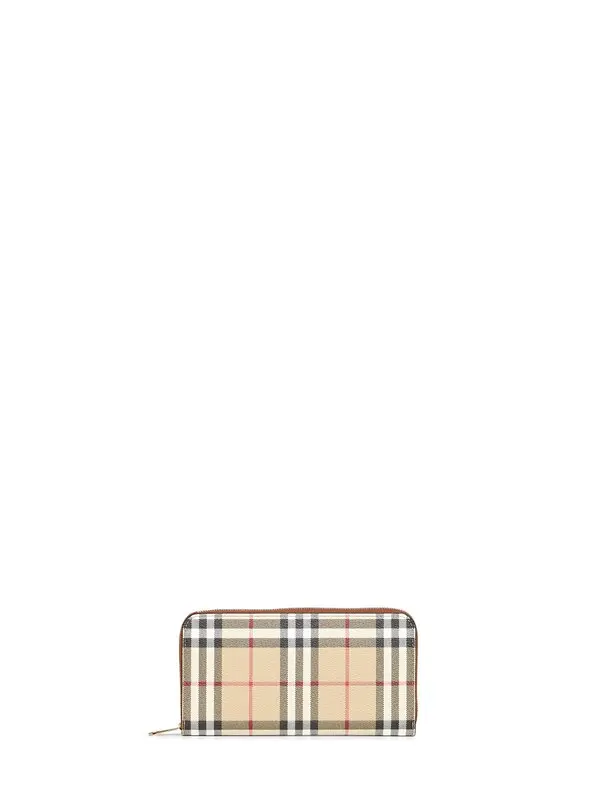 Burberry Archive Beige And Brier Brown Check Zip-around Wallet