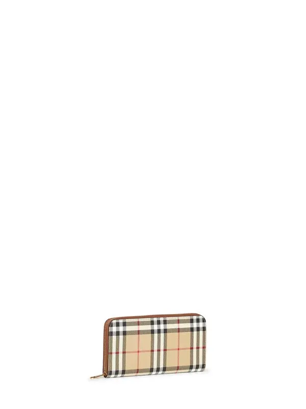 Burberry Archive Beige And Brier Brown Check Zip-around Wallet