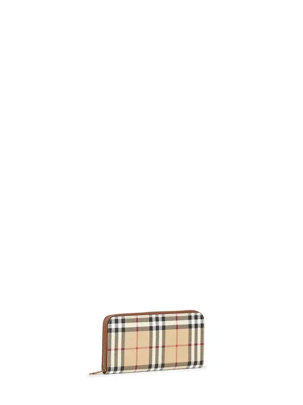 Burberry Archive Beige And Brier Brown Check Zip-around Wallet - Multicolor