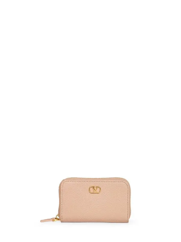 Valentino Garavani Rose Sand Vlogo Signature Mini Wallet - Multicolor