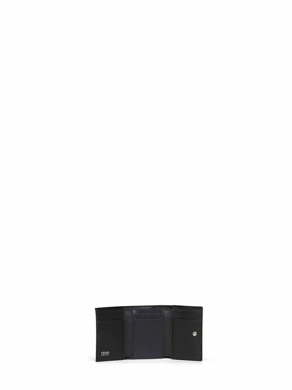 Fendi Black Mini Trifold Tube Compact Wallet