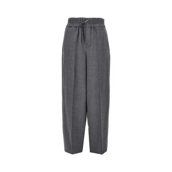 AMI Paris Wool Pants With Elasticated Waist - Gray