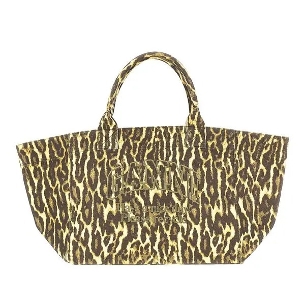 GANNI Leopard Canvas Xxl Tote Bag - Multicolor