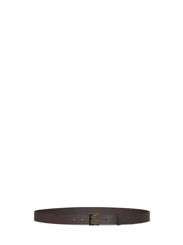 Fendi Dark Brown Smooth Leather 30 Mm Ff Belt