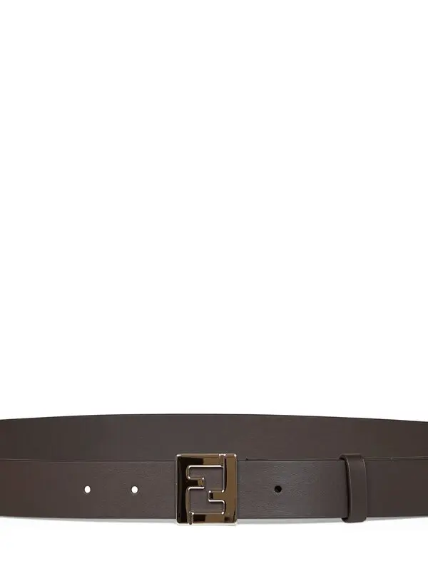 Fendi Dark Brown Smooth Leather 30 Mm Ff Belt