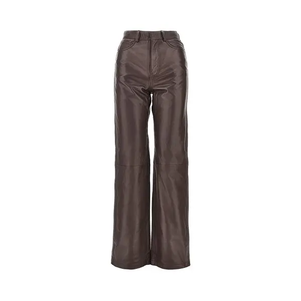 ROTATE BY BIRGER CHRISTENSEN Leather Straight Leg Pants - Brown