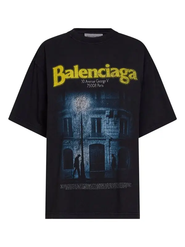 Balenciaga Washed Black The Address Oversize T-shirt - Multicolor