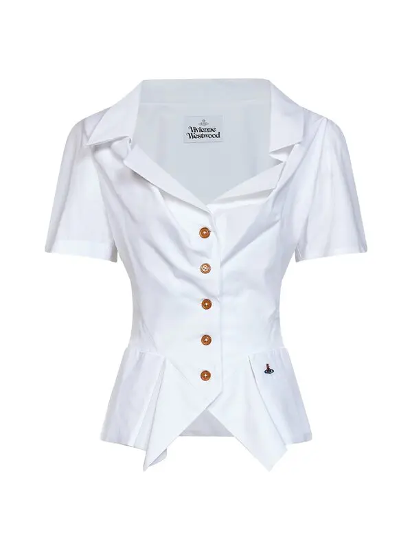 VIVIENNE WESTWOOD White Organic Cotton Short Sleeve Shirt - Multicolor