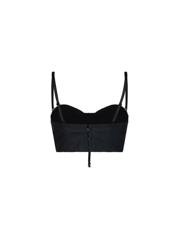 Dolce & Gabbana Black Stretch Satin Bustier Top