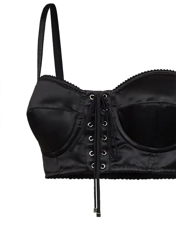Dolce & Gabbana Black Stretch Satin Bustier Top