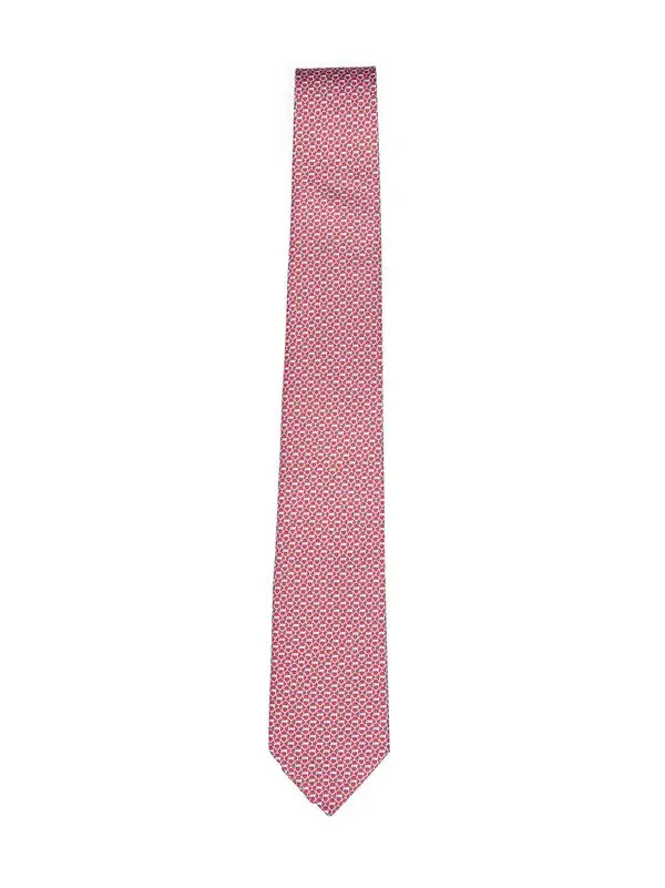FERRAGAMO Silk Twill Gancini Neck Tie - Multicolor