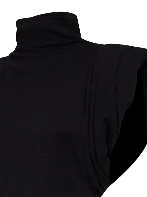 MUGLER Black Jersey Draped Sleeveless Top