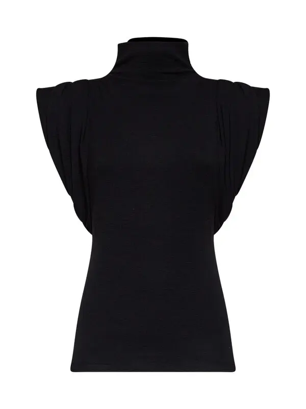 MUGLER Black Jersey Draped Sleeveless Top - Multicolor