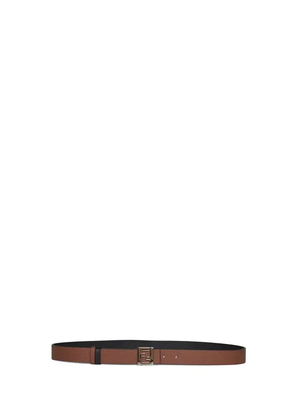 Fendi Black And Dark Brown Leather 30 Mm Reversible Ff Belt