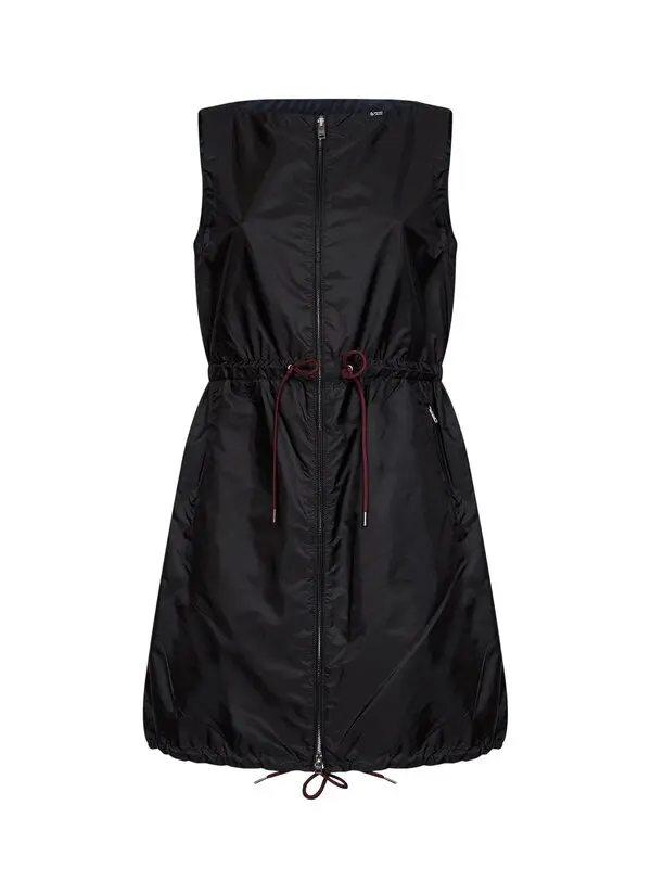 Prada Black Lightweight Re-nylon Short Dress With Drawstring Waist - Multicolor
