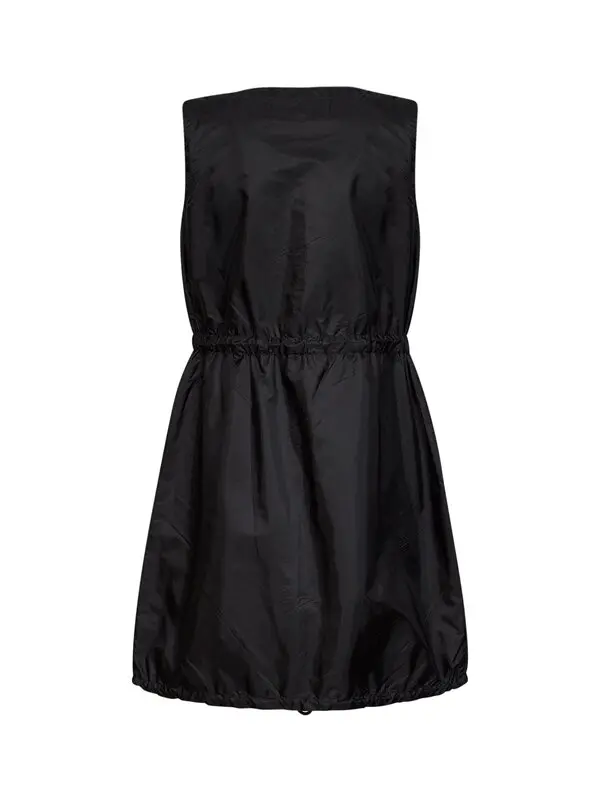 Prada Black Lightweight Re-nylon Short Dress With Drawstring Waist - Multicolor