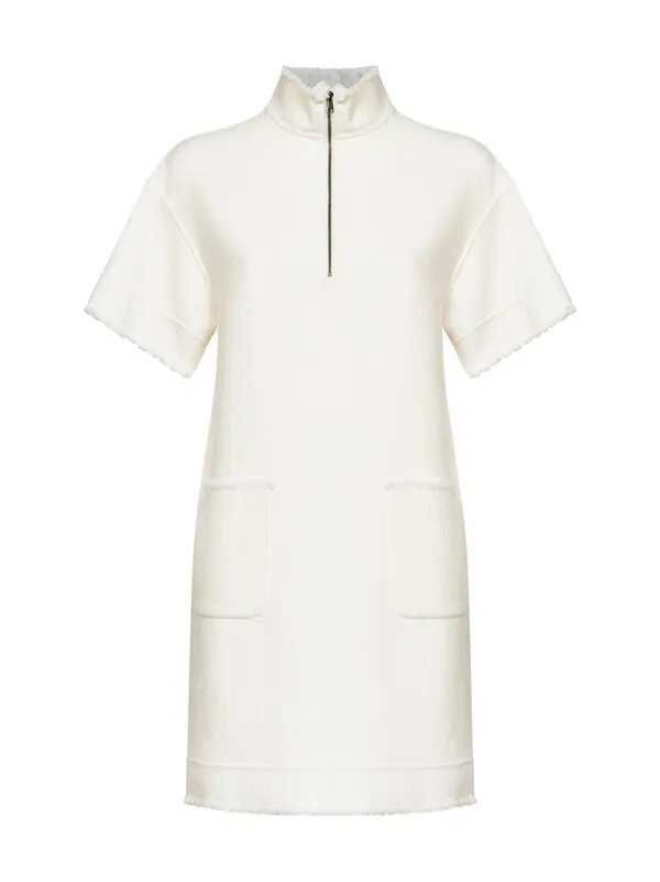 Max Mara White Virgin Wool Mini Dress - Multicolor