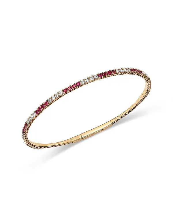 Bloomingdale'S Sapphire And Diamond Bangle Bracelet In 14k Yellow Gold - Ruby/gold