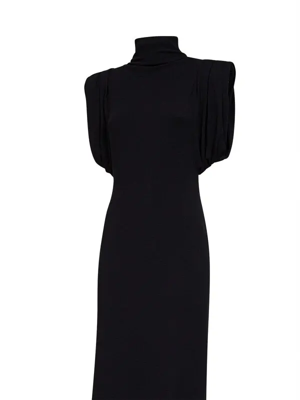 MUGLER Black Jersey Draped Sleeveless Maxi Dress - Multicolor