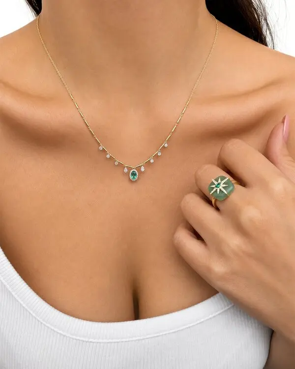 Meira T 14k Yellow Jade, Emerald & Diamond Star Ring