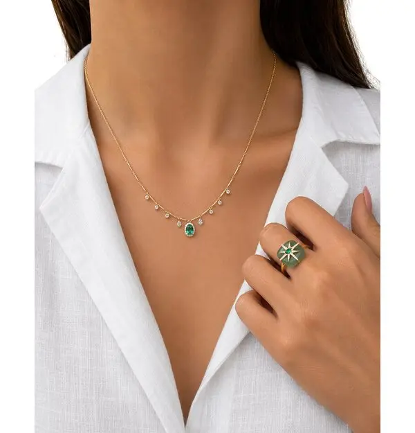 Meira T 14k Yellow Jade, Emerald & Diamond Star Ring