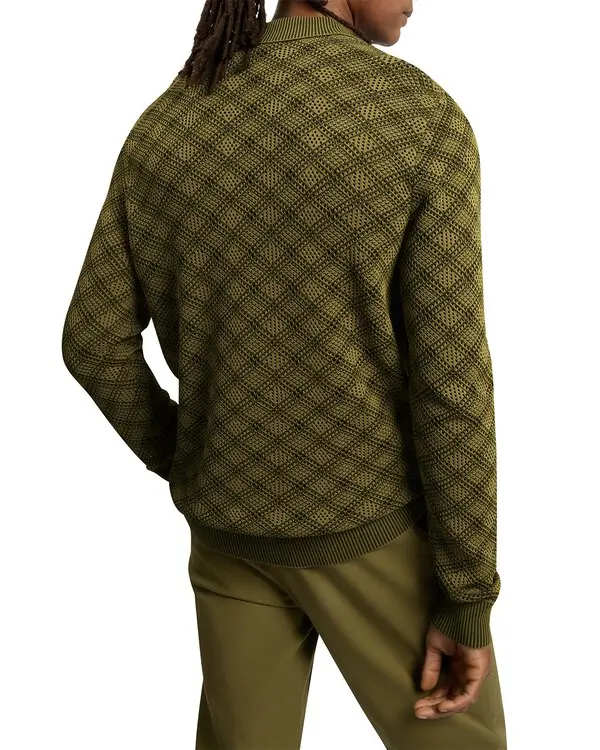 Ted Baker London Kearl Long Sleeve Geometric Stitch Sweater Polo